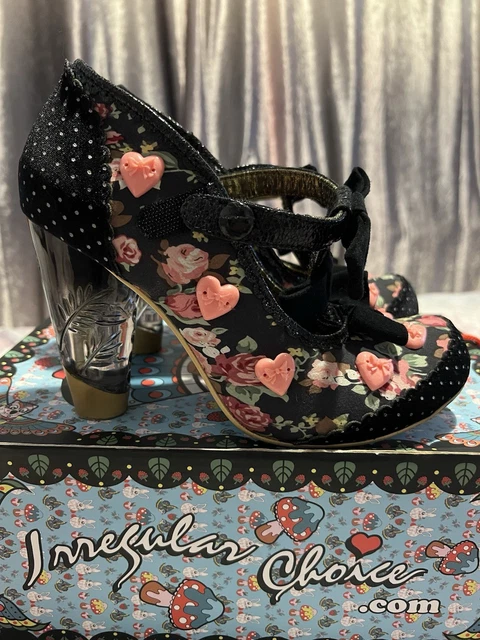 IRREGULAR CHOICE SIZE 7 Floral Heels With Acrylic Hearts £34.00 ...