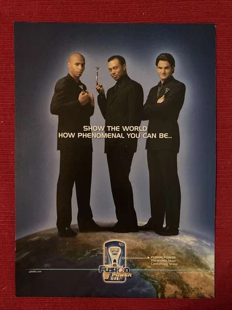 TIGER WOODS & Roger Federer for Gillette Fusion Power 2008 Print Ad £6. ...