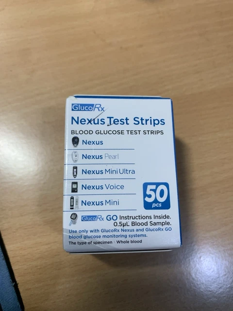 GLUCORX NEXUS TEST Strips Monitoring Blood Glucose X 50 03/ 2026 (9) £ ...