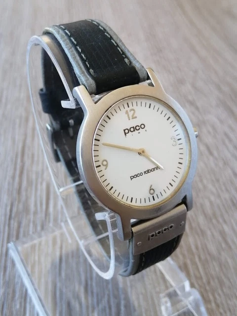 MONTRE HOMME PACO Rabanne Vintage Watch 1990's Acier Cuir Classique ...