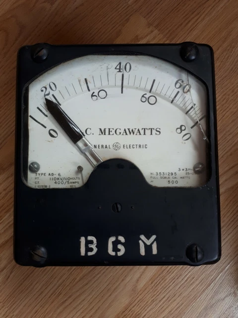 VINTAGE GE AC MEGA-WATTS METER Type AD-6 NO. 3531295 $10.00 - PicClick CA