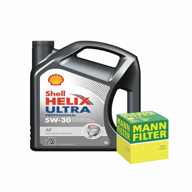 SHELL HELIX ULTRA Professional AF 5W30 Engine Oil 5L Mann Oil Filter ...