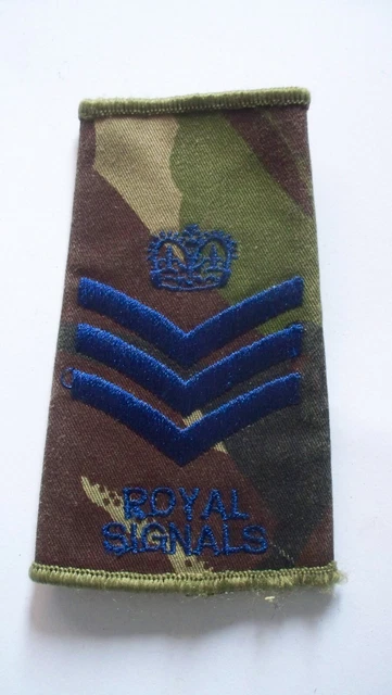 BRITISH ARMY STAFF/COLOUR Sergeant Rank Royal Signals Epaulette Cloth ...