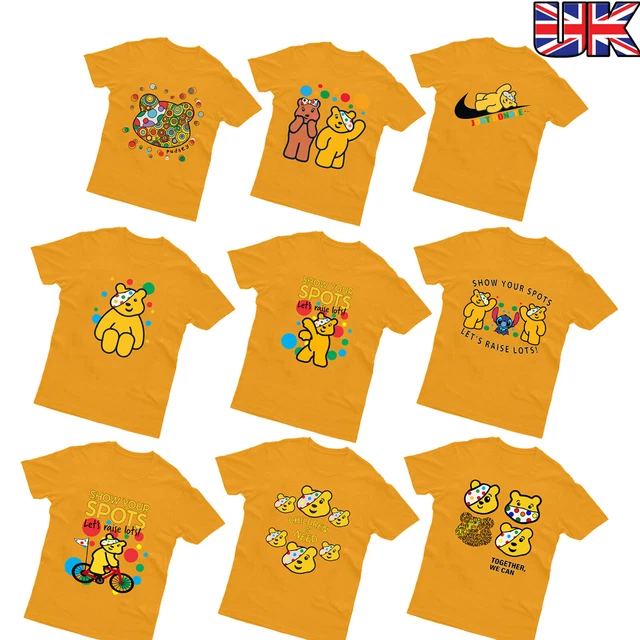 SPOTTY DAY KIDS Tshirt Pudsey Bear Children In Need Boys Girls Together ...