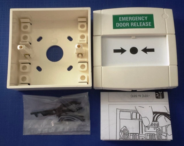 DOOR ACCESS EMERGENCY Door Release WHITE Break Glass Double Pole 2A ...