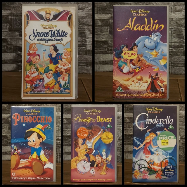 WALT DISNEY CLASSICS 5 Vhs Bundle Snow White Aladdin Pinocchio ...