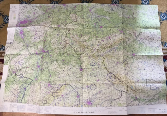 1976 VINTAGE MILITARY Map of France Germany RAF Flight Chart Cold War ...