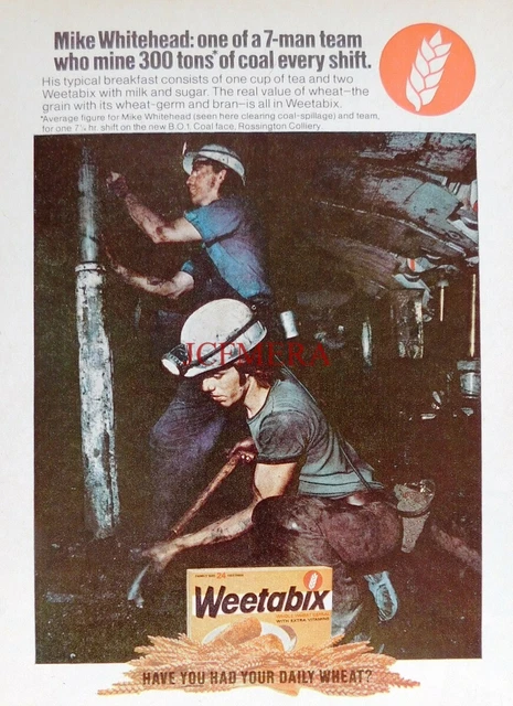 'WEETABIX' BREAKFAST CEREAL (Coal Miners) Food Print - Original 1974 ...