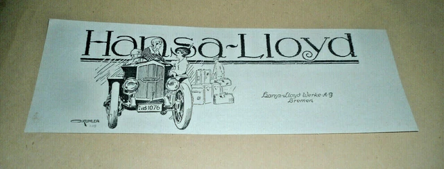 ALTE REKLAME WERBUNG Hansa Lloyd Automobile Bremen um 1914 💥 EUR 11,00 ...