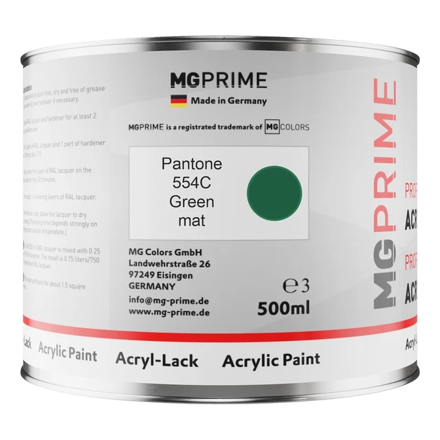PANTONE 554C GREEN Peinture acrylique mate Pot de 0,75 litre ...