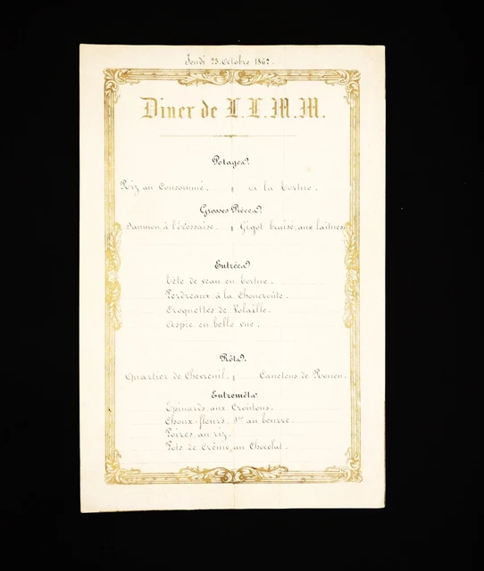 NAPOLÉON III - Menu du dîner avec dessin - [Autographes & Manuscrits ...