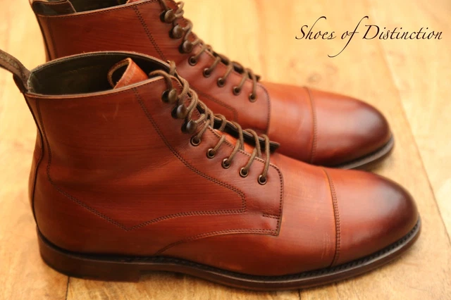 LOAKE DESIGN HAND-PAINTED Brown Leather Derby Boots Men's UK 8 F US 9 ...