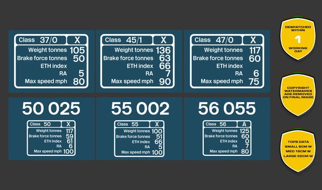 BRITISH RAILWAYS BR TOPS Data Panel Stickers Class 37 47 50 55 56 £4.00 ...