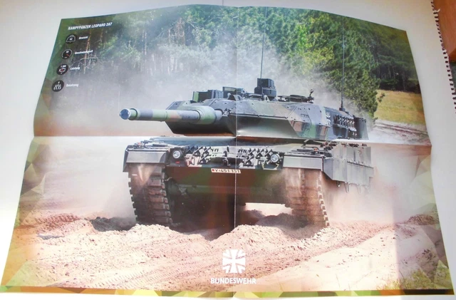 BUNDESWEHR POSTER: KAMPFPANZER Leopard 2A7, gefaltet, 59 x 42 cm, NEU ...