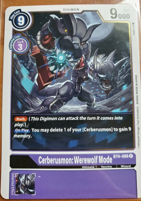 DIGIMON CARD GAME TCG BT4 - Cerberusmon:Werewolf Mode BT4-086 R - NM ...