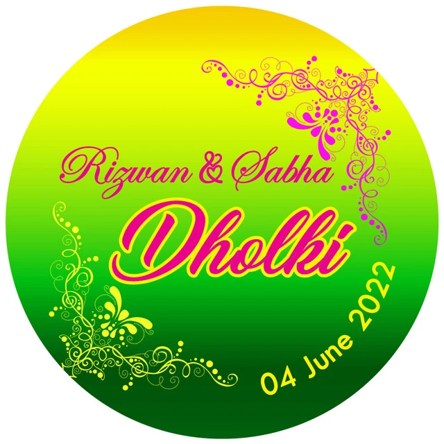 35 GLOSSY PERSONALISED Wedding MEHNDI DHOLKI HENNA Stickers Labels ...