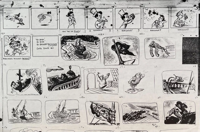 PETER PAN 1952 Early STORYBOARD PHOTOCOPY Pirate Ship WENDY Michael ...