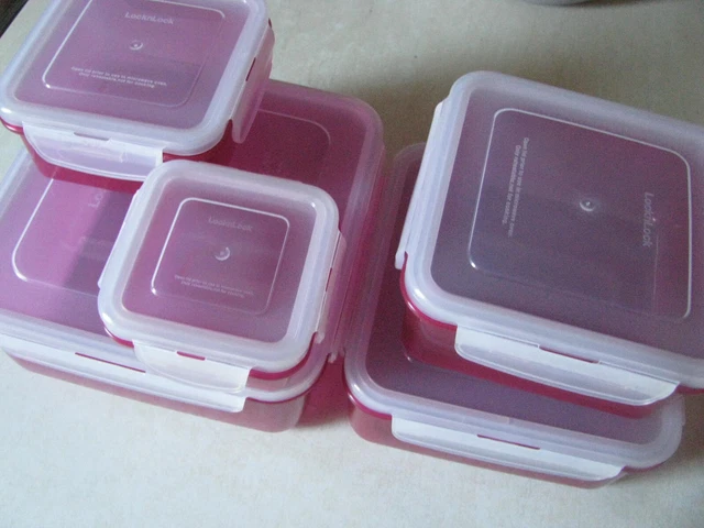 LOCKN LOCK 5ER-SET Dosen ineinander stapelbar 180ml-2,0l/Farbe beere ...