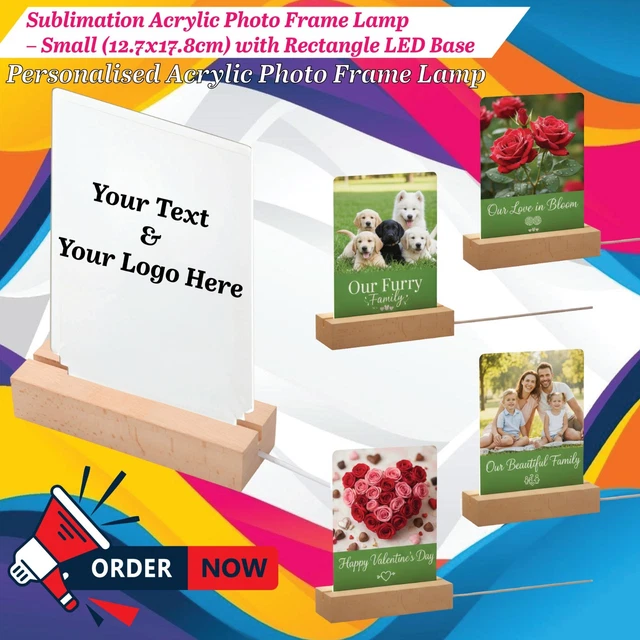 PERSONALISED CUSTOM RECTANGULAR Photo Frame LED Lamp Birthday ...