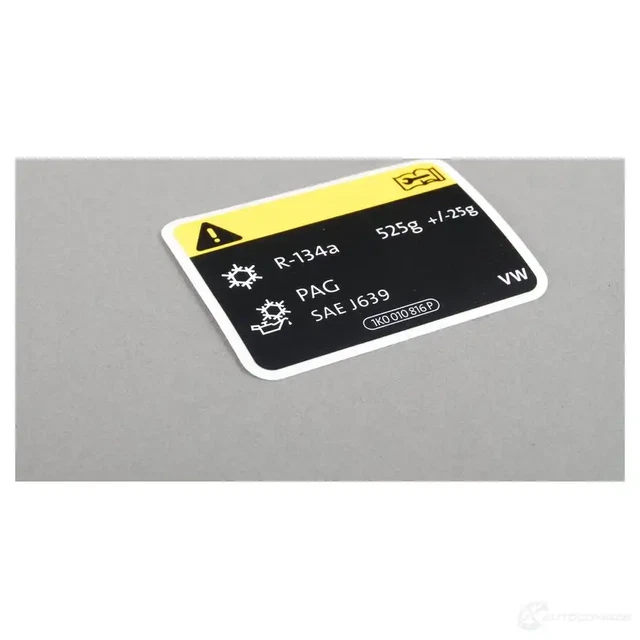 ORIGINAL VW BEETLE identification plate 'AC' *refrigerant R134a *fill ...