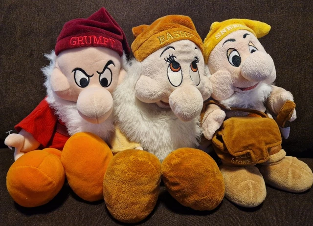 DISNEY BASHFUL SNEEZY Grumpy Plush Soft Toy Bundle Snow White & The ...