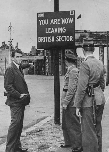 ACTOR GREGORY PECK pointing out a warning sign reading 'you are no- Old ...