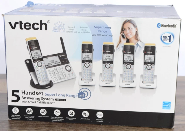 VTECH IS8151-1 SUPER Long Range 5 Handset Home Phone System w ...