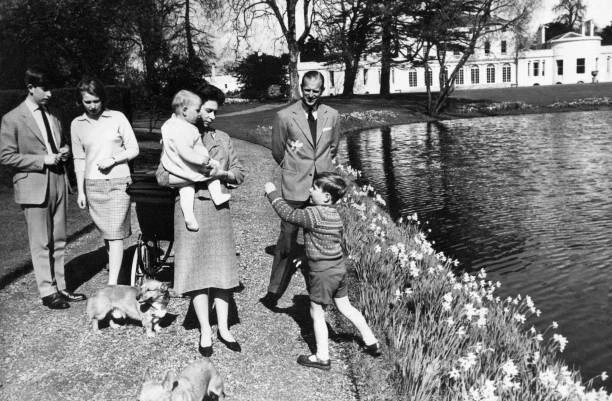 QUEEN ELIZABETH II pictured at Windsor Castle with Prince Phil- 1968 ...