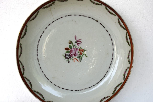 ANTIQUE CHINESE EXPORT Famille Rose Plate Dish Porcelain Floral ...