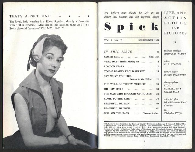 SPICK MAGAZINE, VOL. 1, No. 10, Sept 1954. Vintage Glamour/Pin-Ups ...
