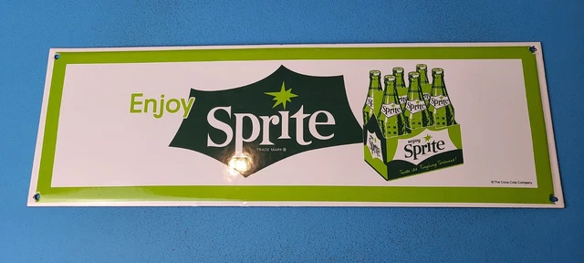 VINTAGE SPRITE PORCELAIN 17" Soda Glass Bottles General Store Gas Pump ...