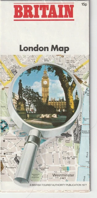 LONDON MAP GUIDE Britain 1977 Vintage British Tourist Authority ...
