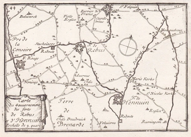 FORT REBUS HENNUIN Audruicq Sainte-Marie-Kerke Carte Engraving Beaulieu ...