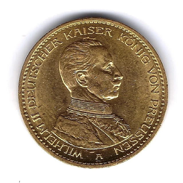 ORIGINAL GOLDMÜNZE 20 Mark, Preußen 1913, Wilhelm II. in Uniform (7,17 ...