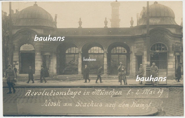 FOTO FREIKORPS in München Kiosk am Stachus nach dem Kampf 1919 (5473 ...