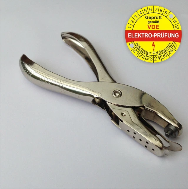 PRÜFPLAKETTEN-ZANGE PRÜFPLAKETTEN LOCHZANGE Kerbzange Kontrollzange Rundloch 3mm EUR 16,79 ...