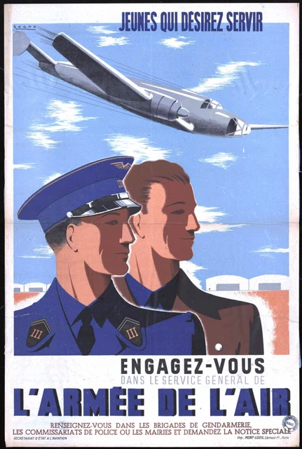AFFICHE POSTER ARMÉE militaire guerre propagande aviation commando ...