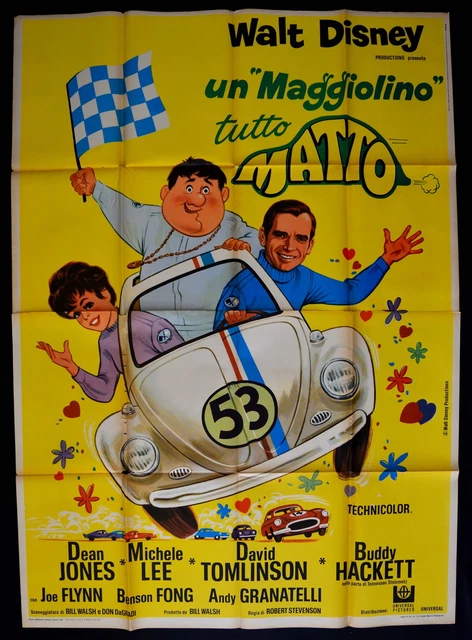 MANIFESTO UN MAGGIOLINO TUTTO MATTO Disney volkswagen dean jones love ...