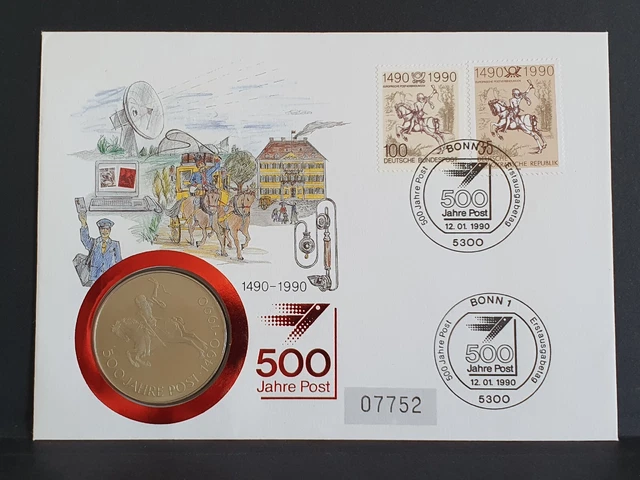 NUMISBRIEF DDR BRD 500 Jahre Post Medaille 1990 Thurn und Taxis 1534 ...
