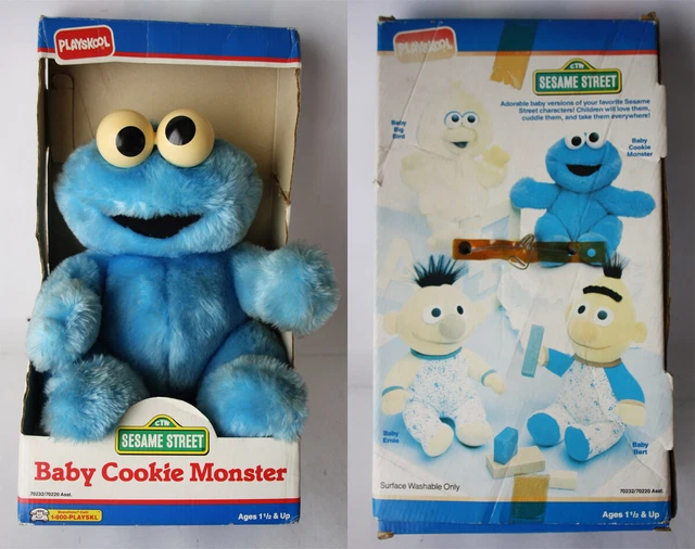 RARE VINTAGE 1990 Sesame Street Baby Cookie Monster 11" Plush Playskool ...