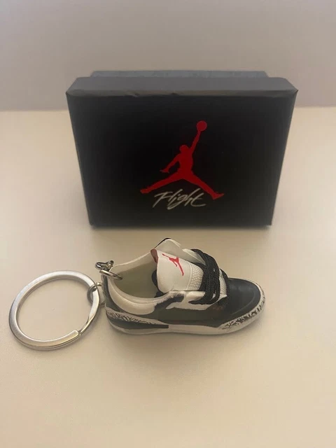 AIR JORDAN 3 Retro-(Black Cement)-1/6 Scale 3D Sneaker Keychain With ...