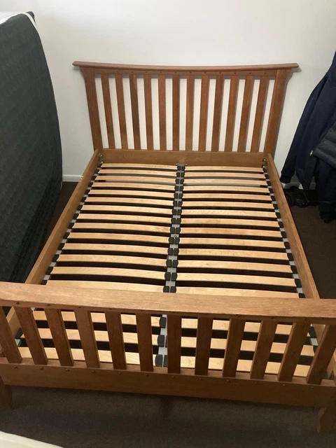 KING SIZE BROWN Solid Wooden Bed Frame with Bedhead & Footboard £50.77 ...