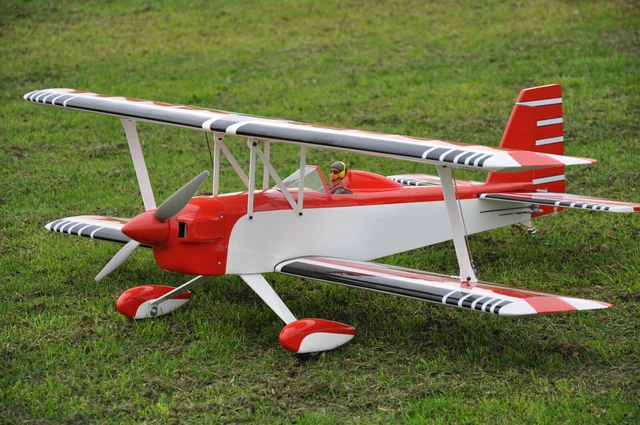 MAX THRUST DOUBLE Trouble Biplane PNP Balsa Wood Pro-Built Series Model ...