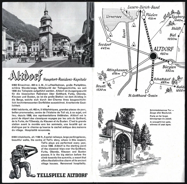 VINTAGE ALTDORF SWITZERLAND Travel Brochure Town Map Guide Photo Images ...