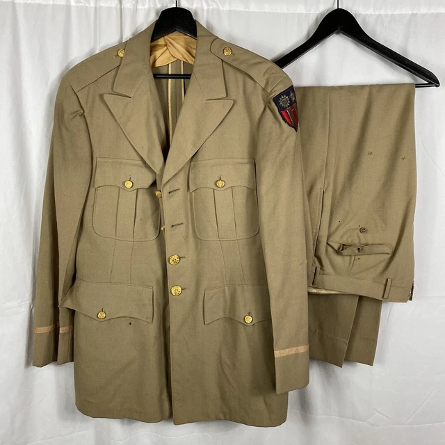 WWII SUMMER LT. Officer Uniform CBI Bullion Patch W/ Pants Named £205. ...