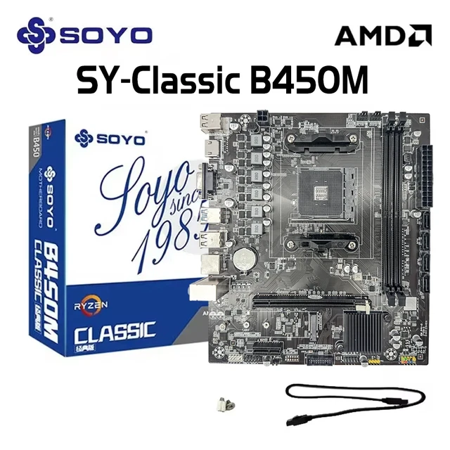 SOYO MOTHERBOARD CLASSIC AMD B450M Dual-Channel DDR4 Memory AM4 ...
