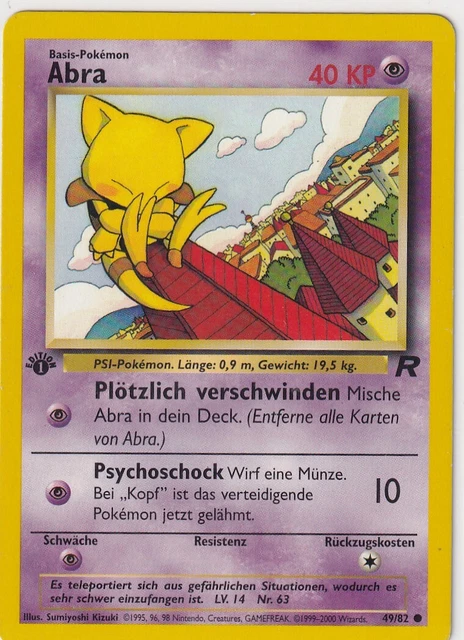 POKEMON MAPPA TEAM Razzo Nr 49/82 Abra First Edizione Tedesco EUR 12,29 ...