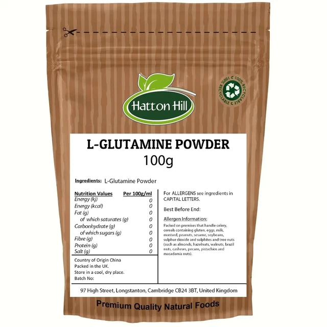 PURE L-GLUTAMINE POWDER 100g, Amino Acid Supplement by Hatton Hill £5. ...