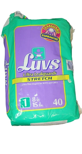 VTG LUVS ULTRA Leakguards STRETCH Size 1 BARNEY 1997 Diapers NEW OPEN ...