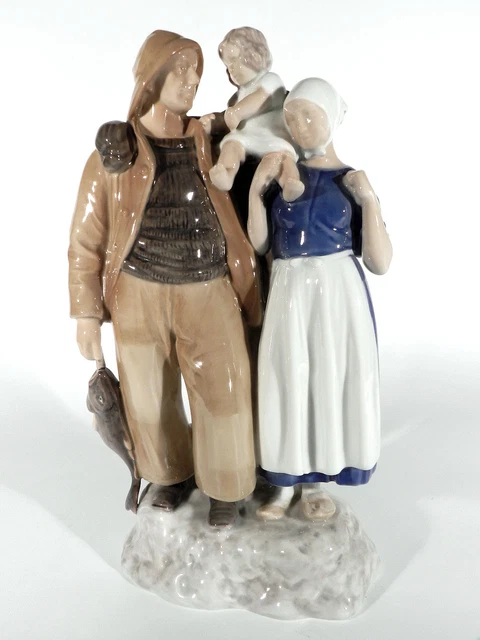 AXEL LOCHER BING & GRONDAHL Fisher Family Figur Höhe 31 cm ° Copenhagen ...